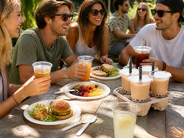 [500ct] Danube Blue 10" Compostable Bagasse Plates | Round | White ...