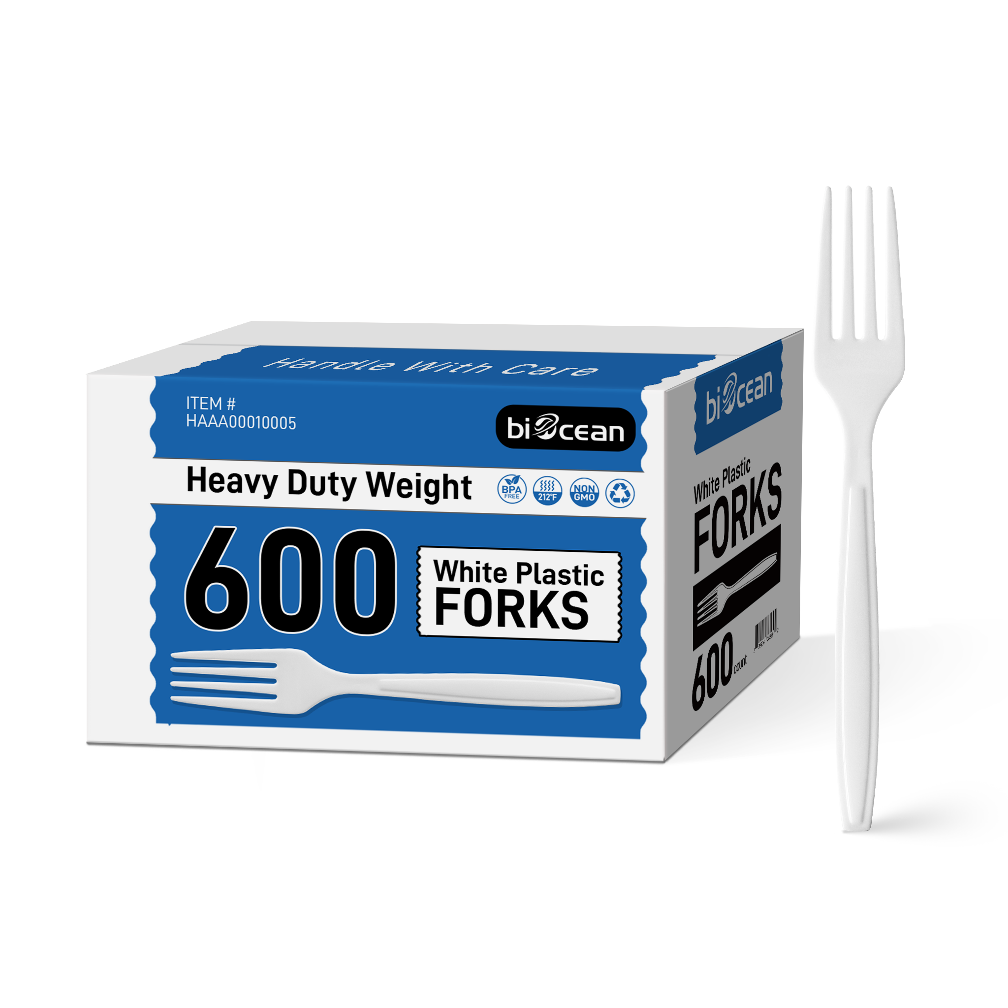 Biocean [600ct] PS Plastic Heavy Weight Forks | White – Biocean by ...