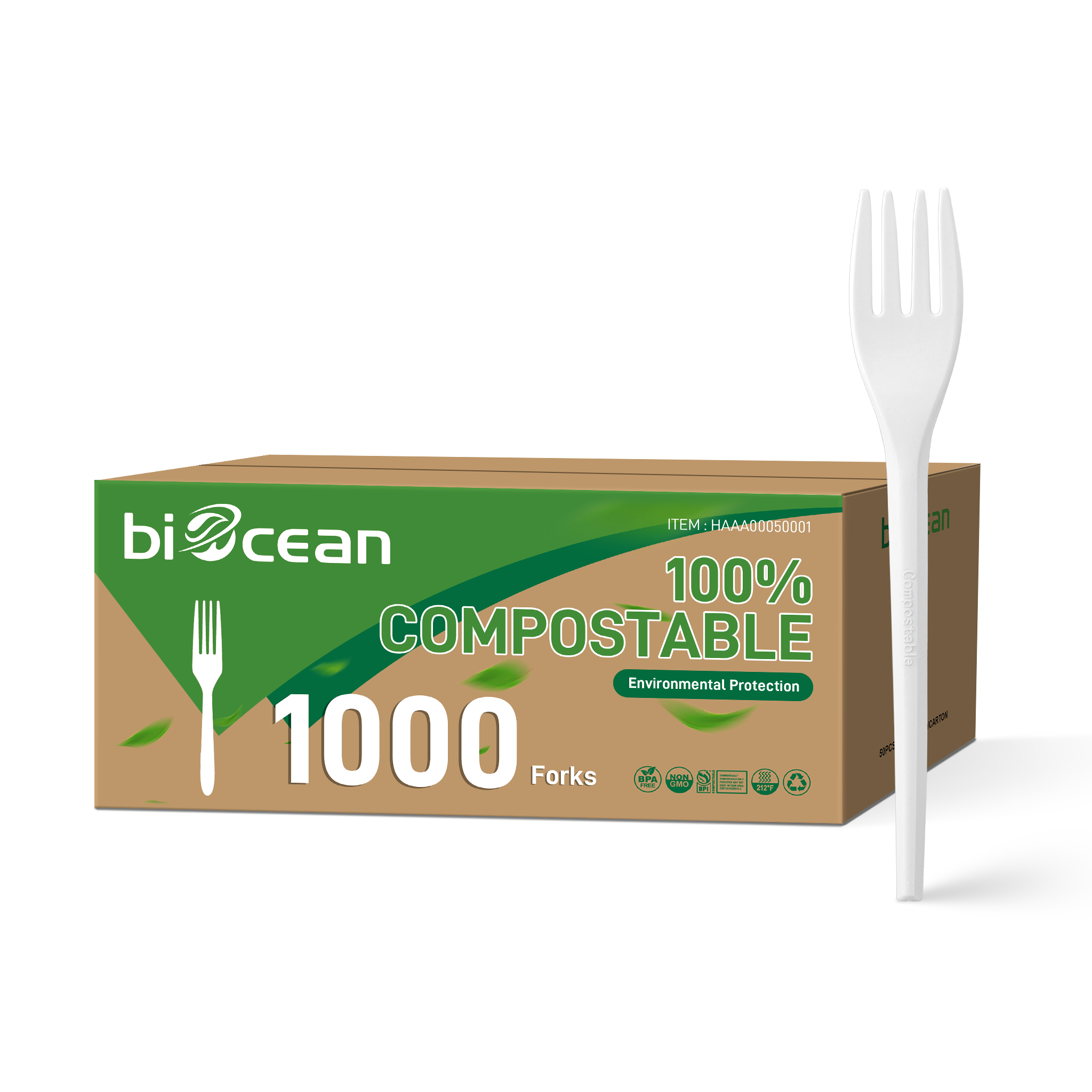 Biocean [1,000ct] PLA Medium Weight Forks | White – Biocean by Danube Blue